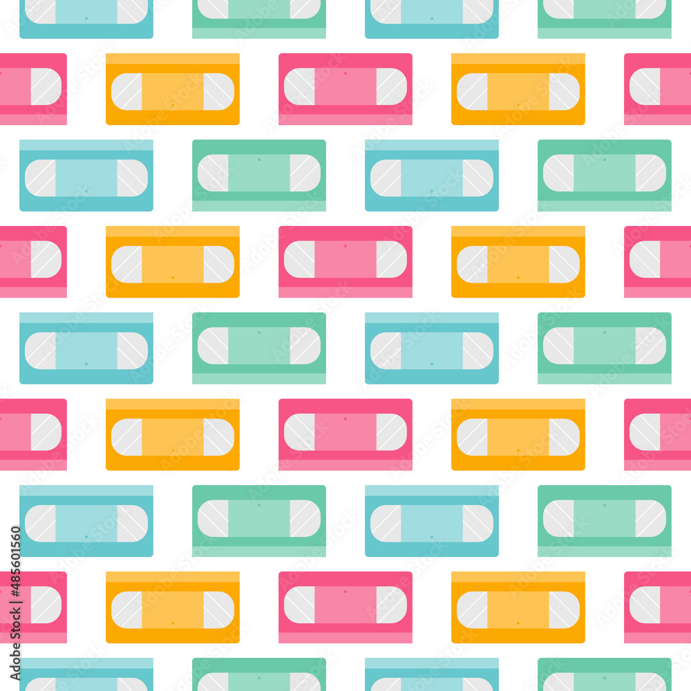 Cute and colorful vector VHS video tape, plastic video cassette vector ...