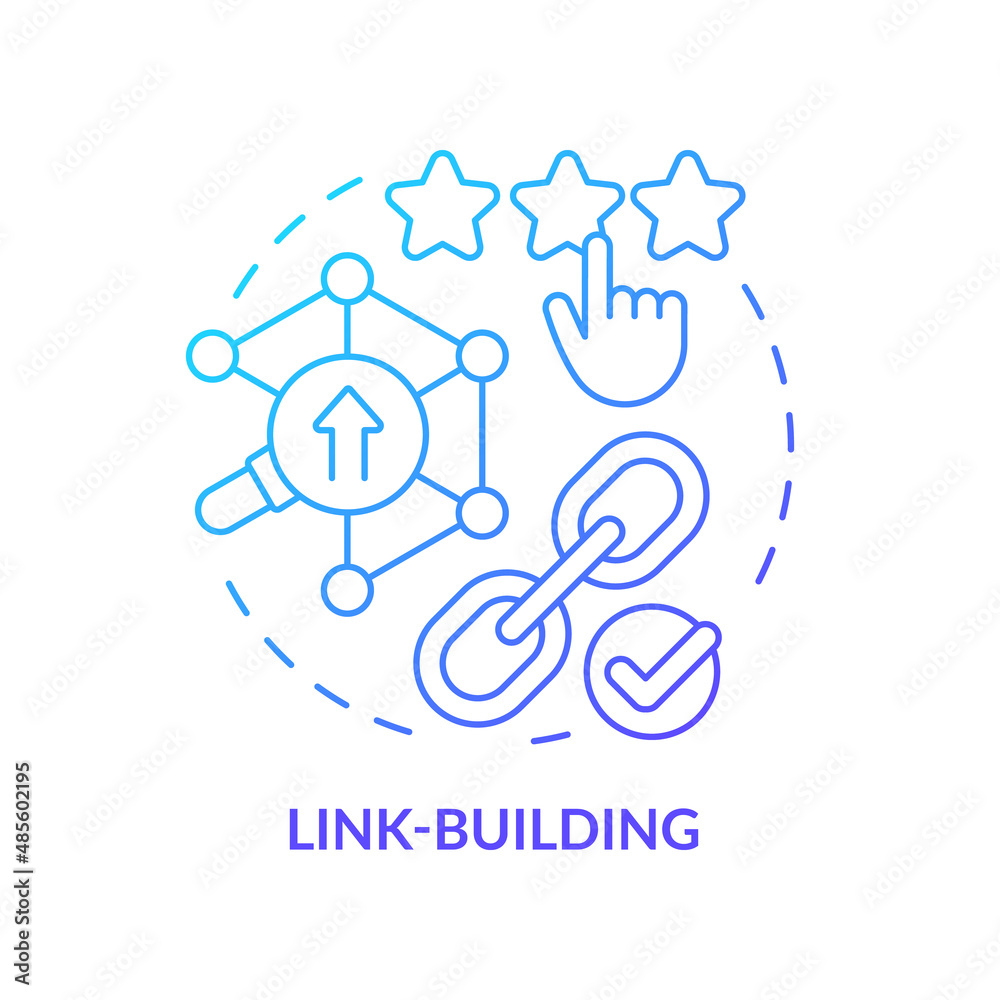 Link-building blue gradient concept icon. SEO optimization process ...