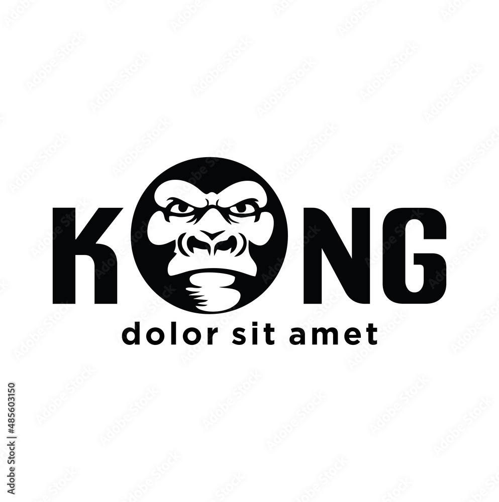 King kong mascot logo silhouette version gorilla Vector emblem ...