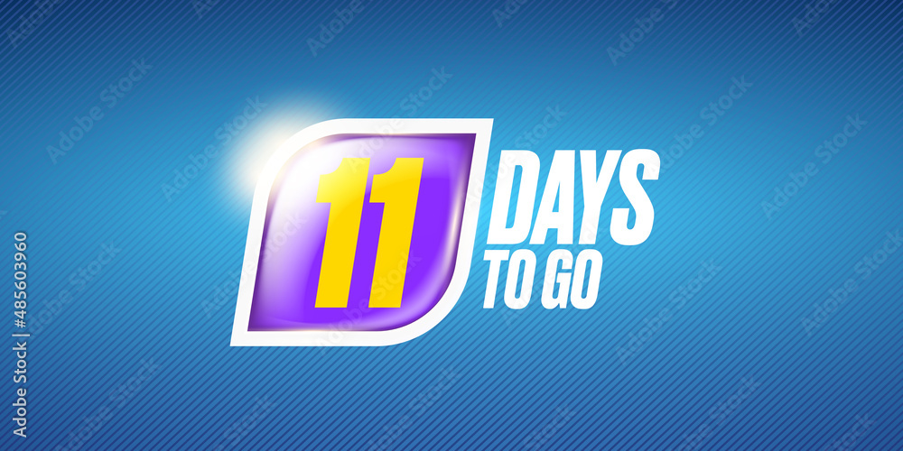 Eleven days to go countdown blue modern horizontal banner design ...