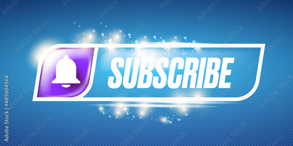 Vector subscribe now horizontal banner with ring bell and button on ...