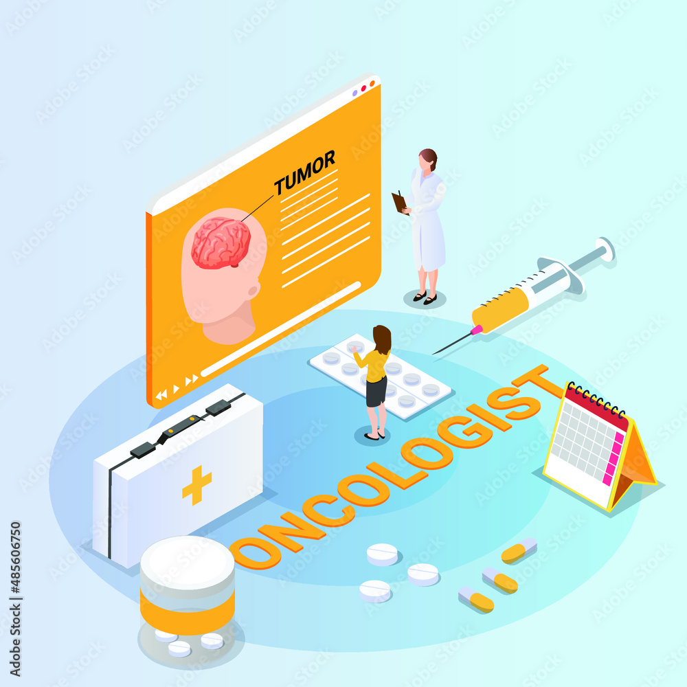 Oncologist isometric 3d vector illustration concept for banner, website ...