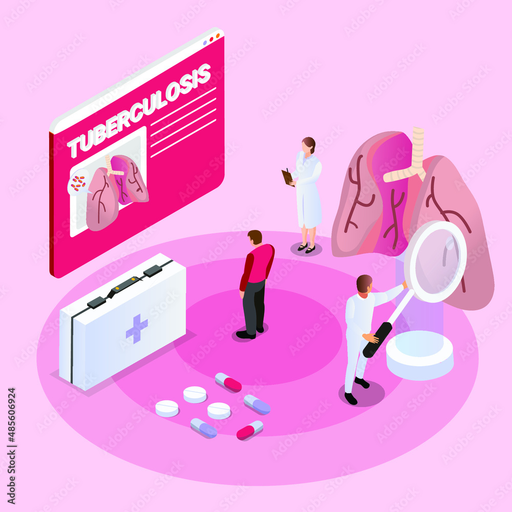 Tuberculosis isometric 3d vector illustration concept for banner ...