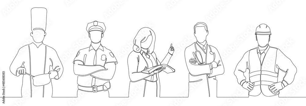 Line art vector set of different professions Stock Vector | Adobe Stock