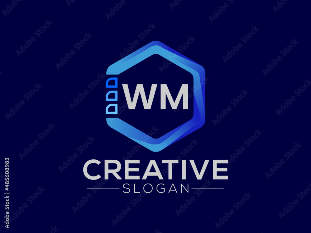WM logo, WM letter logo design, WM Minimal logo, WM Shield Logo, WM ...