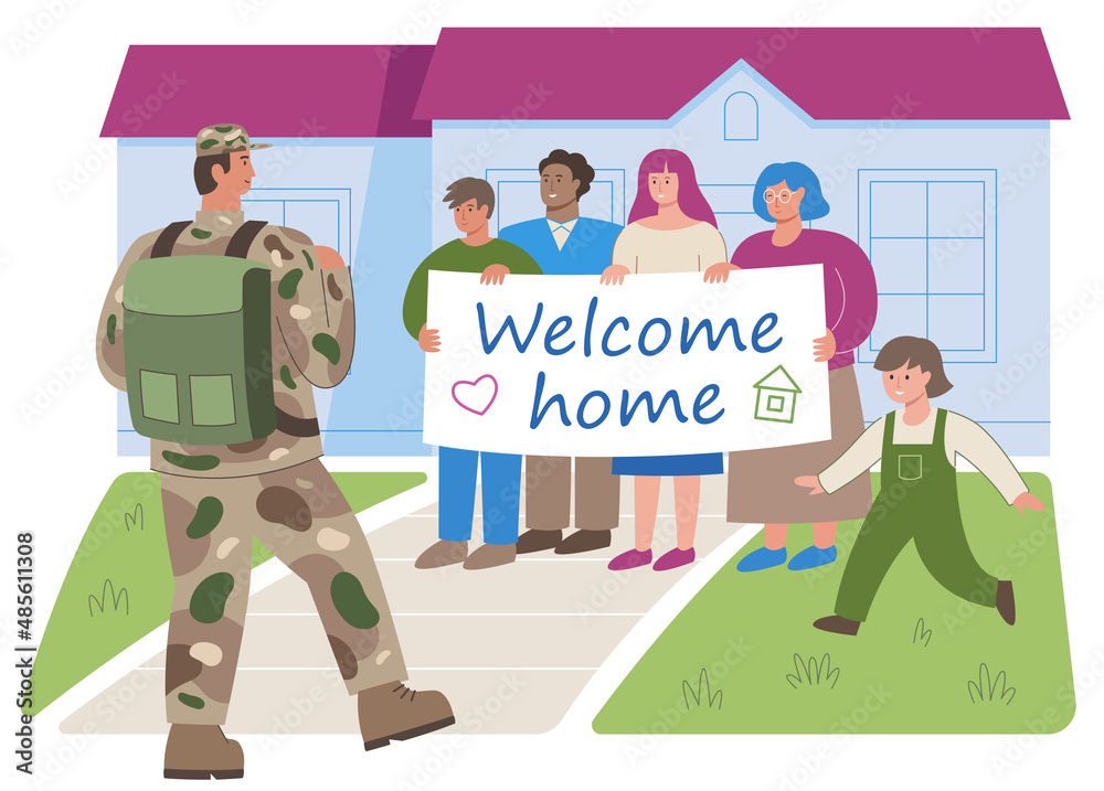 Welcome home illustration in flat vector a welcome home banner Stock ...