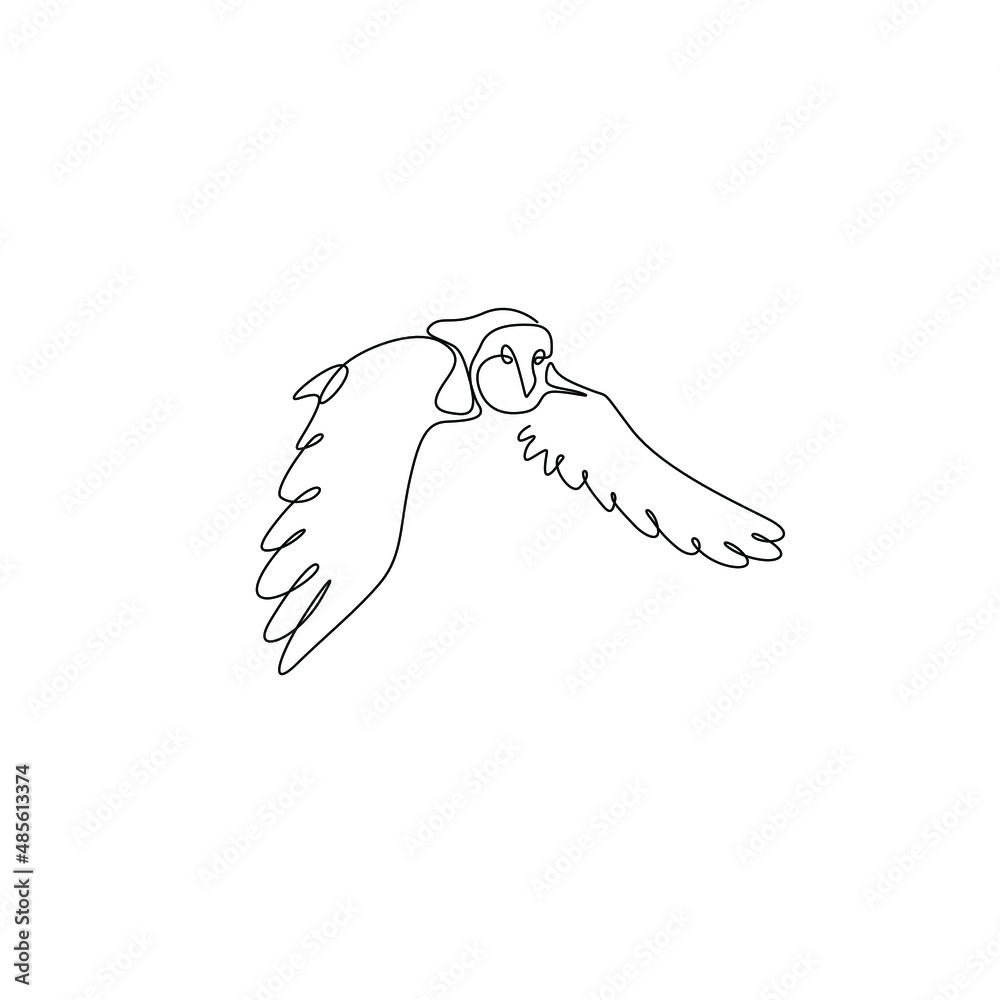 Owl, continuous line drawing, small tattoo, print for clothes and logo ...