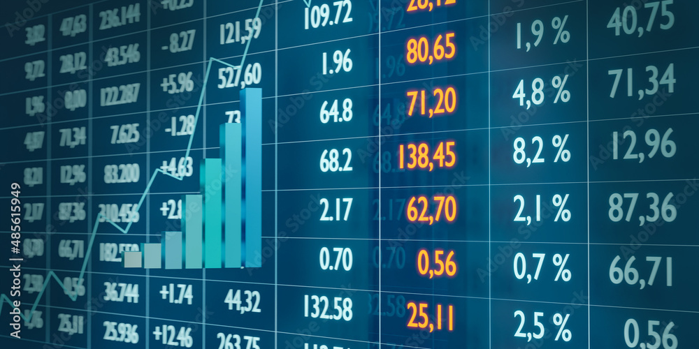 Blue revenue sheet with diagrams, financial data, prices and one column ...