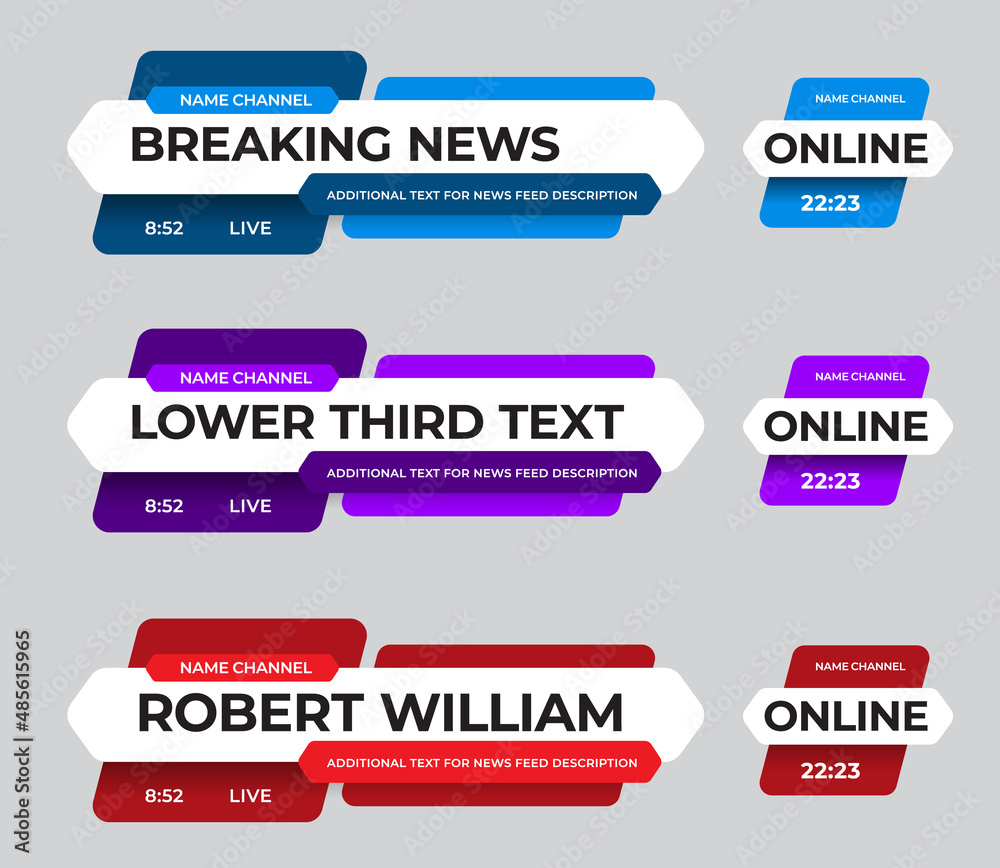 Vector lower third, news line for media, video, tv channels, title ...