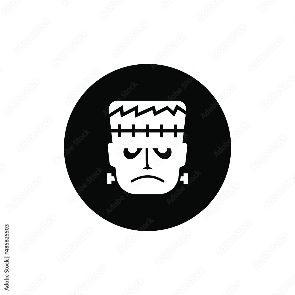 Frankenstein icon circle black background color editable. Frankenstein ...