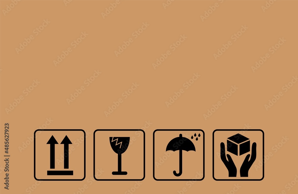 Packing symbols vector illustration set. Cardboard packaging for ...