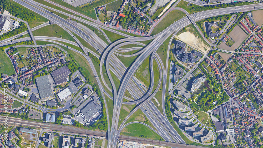Raod, highway, flyover road junction - spaghetti and roundabout looking ...