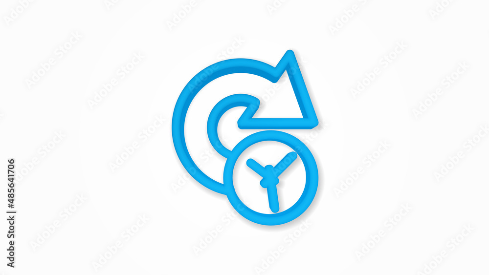 Clock forward, future time 3d line flat color icon. Realistic vector ...