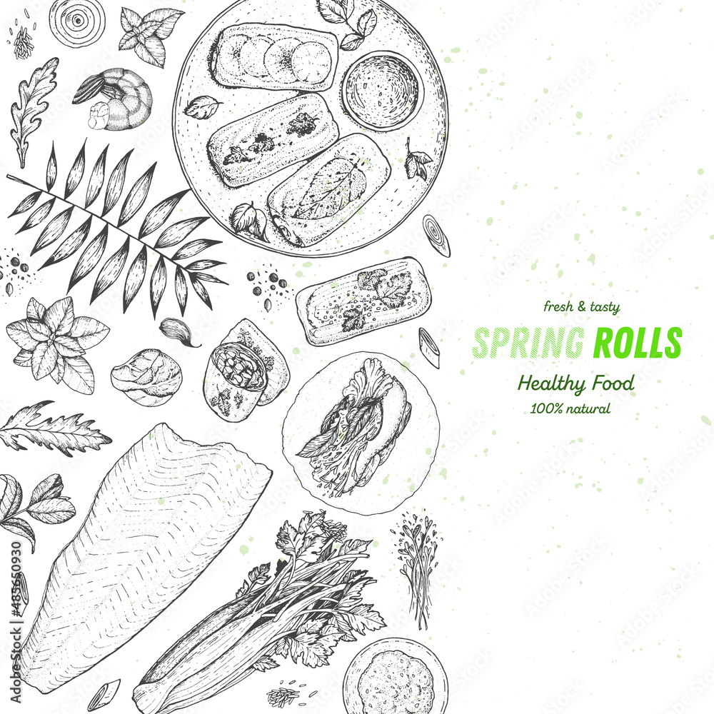 asian-food-menu-design-template-spring-rolls-and-ingredients-for