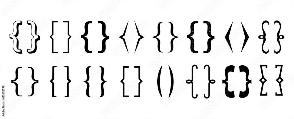 Set of text bracket. Assorted bracket icon set. Quote and parenthesis ...