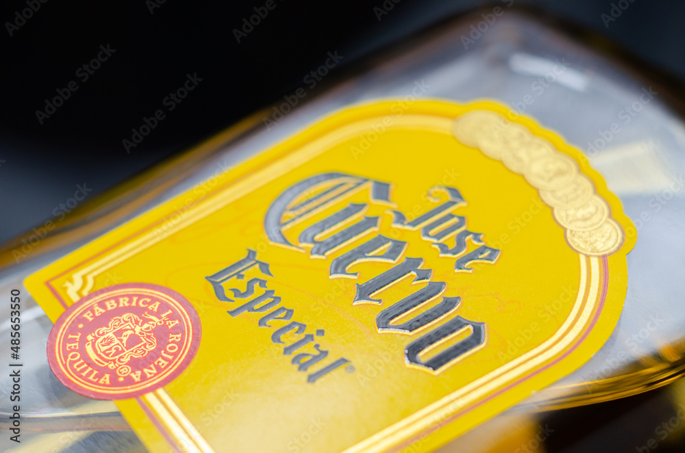 LONDON, UNITED KINGDOM - FEBRUARY 2, 2022 Cuervo Gold especial tequila ...