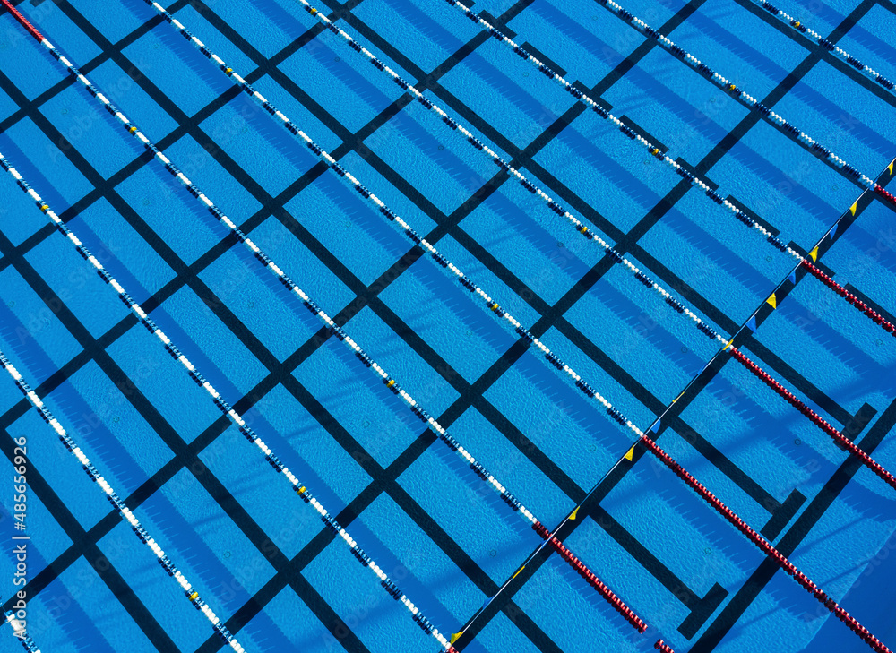 Aerial view of an olympic swimming pool at North County Aquatic Center ...