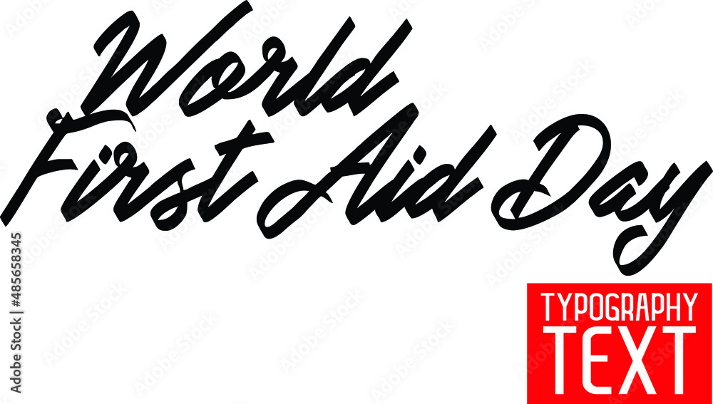 World First Aid Day Text Lettering Phrase Stock Vector | Adobe Stock