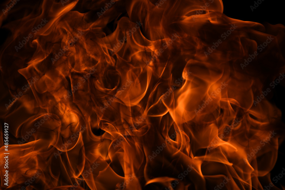 Fire flame isolate on black background. Burn flames, abstract texture ...