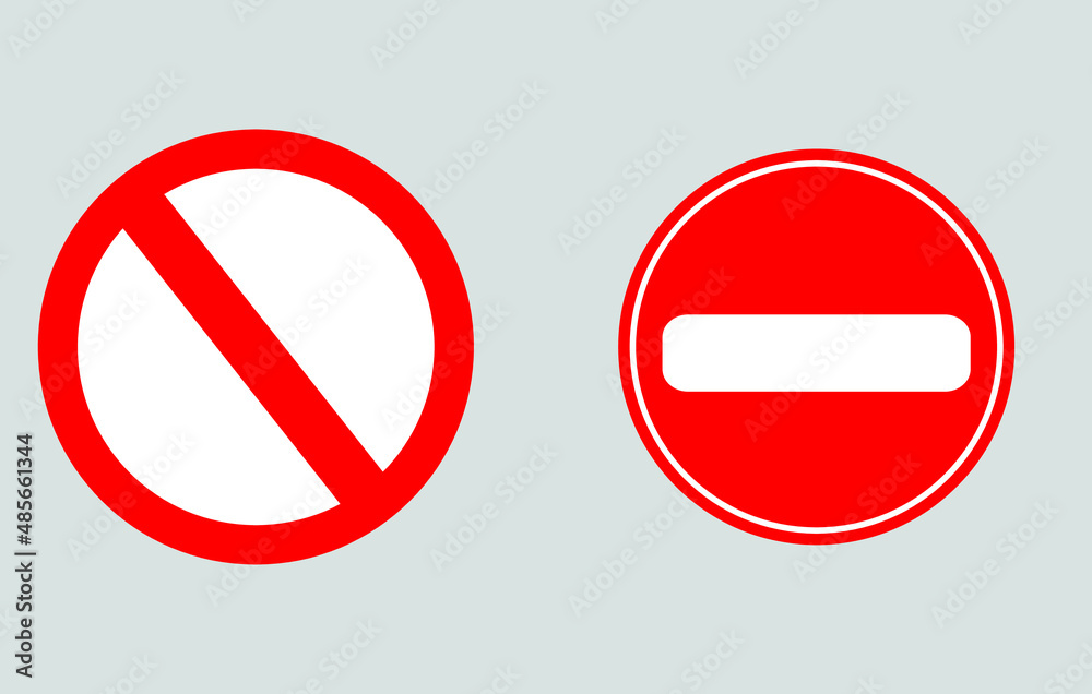 Not allowed and no enter vector signs, red prohibition circle sign ...