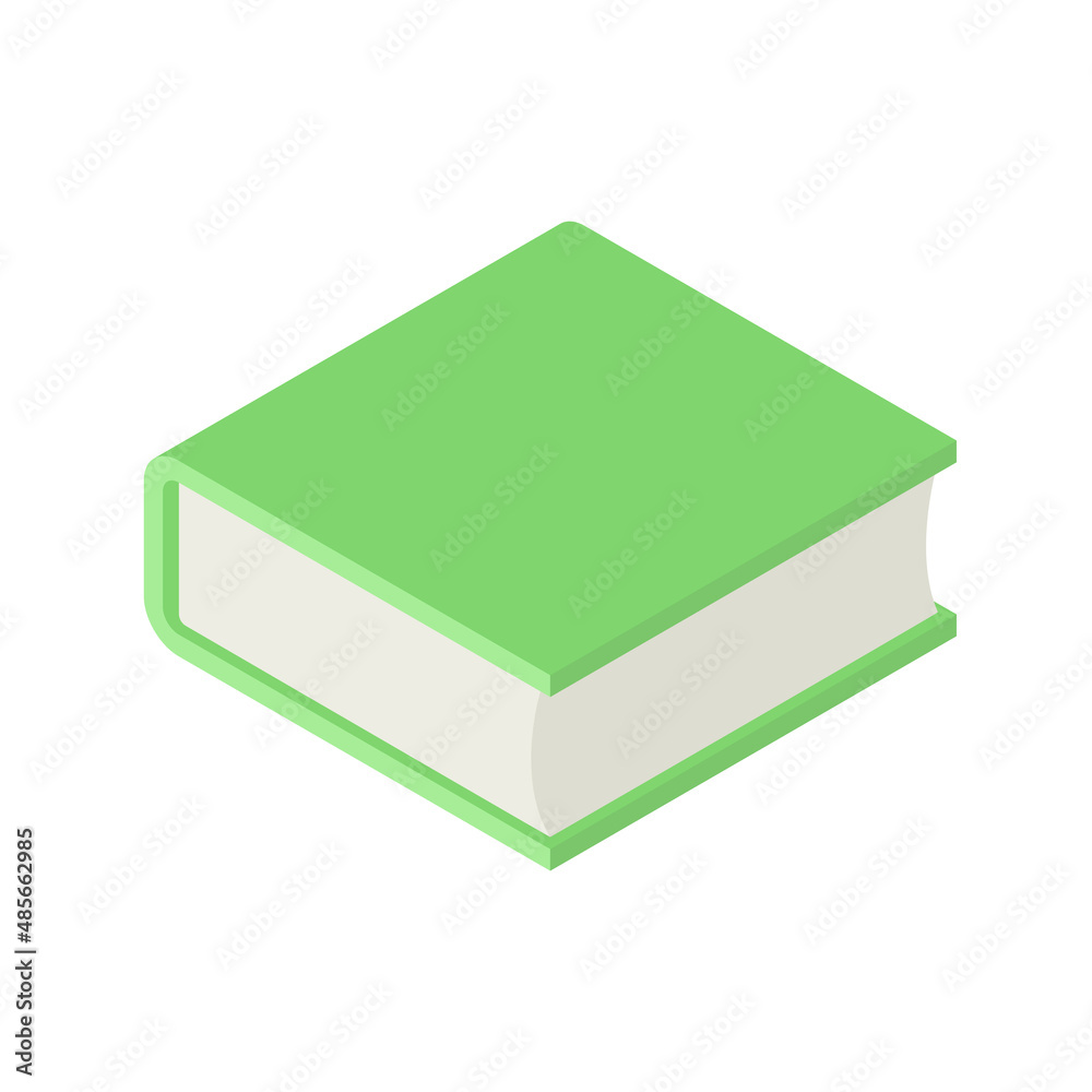 Green 3d book. Isometric big book. Vector clipart isolated on white ...