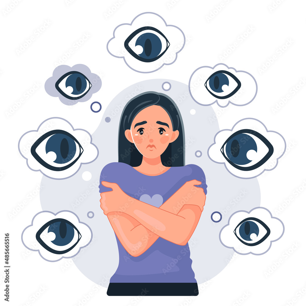 Vecteur Stock The concept of mental disorder and paranoia. Sad paranoid ...