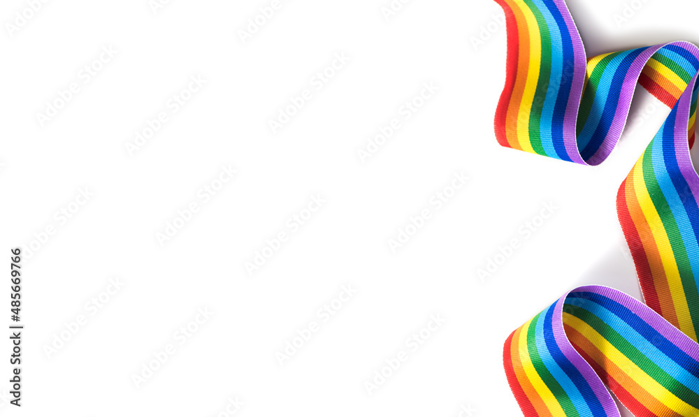 Colorful rainbow ribbon border design. LGBT colourful corner design ...