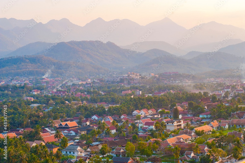View over Luang Prabang from Wat Phousi Temple, Laos, Southeast Asia ...