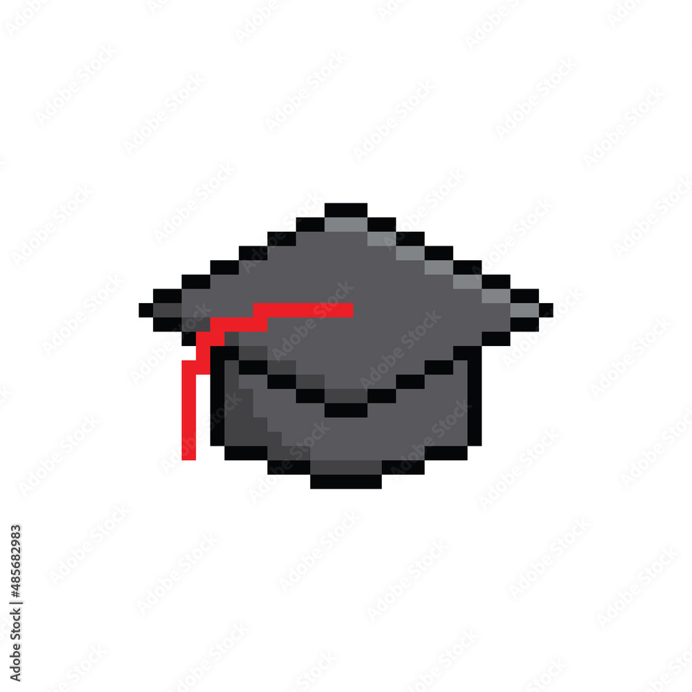 Graduation cap pixel art icon vector 8 bit game Stock Vector | Adobe Stock