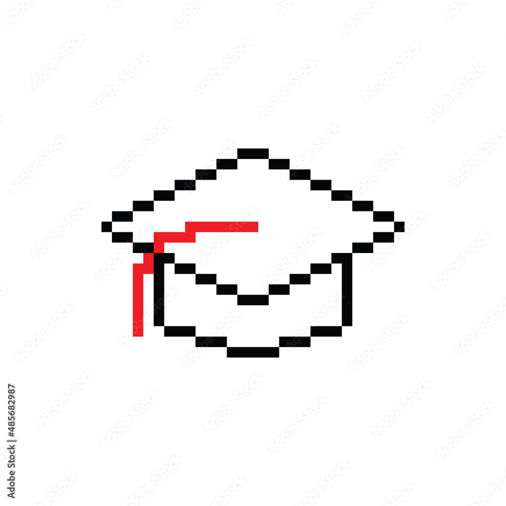 Graduation cap pixel art icon vector 8 bit game Stock Vector | Adobe Stock
