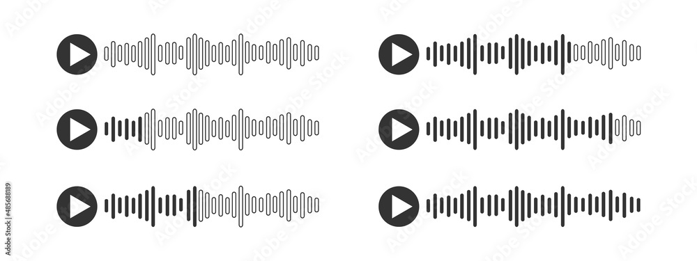 Voice message icons. Audio chat with speech sound waves isolated on ...