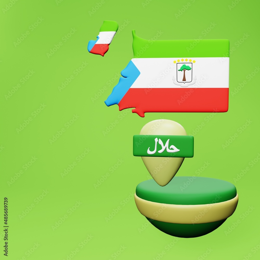 3d rendering of halal locations and tours in Equatorial Guinea for Eid ...