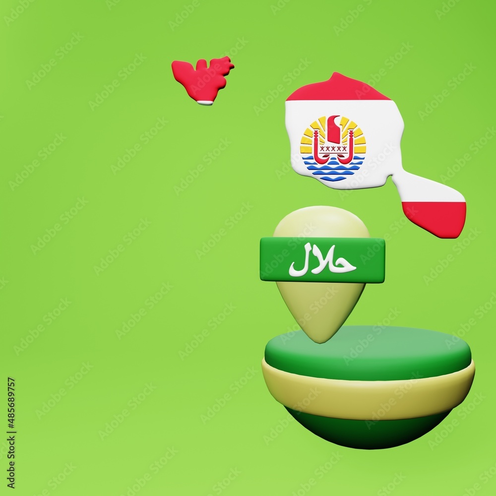 3d rendering of halal locations and tours in French Polynesia for Eid ...
