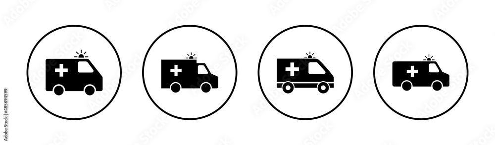 Ambulance icons set. ambulance truck sign and symbol. ambulance car ...