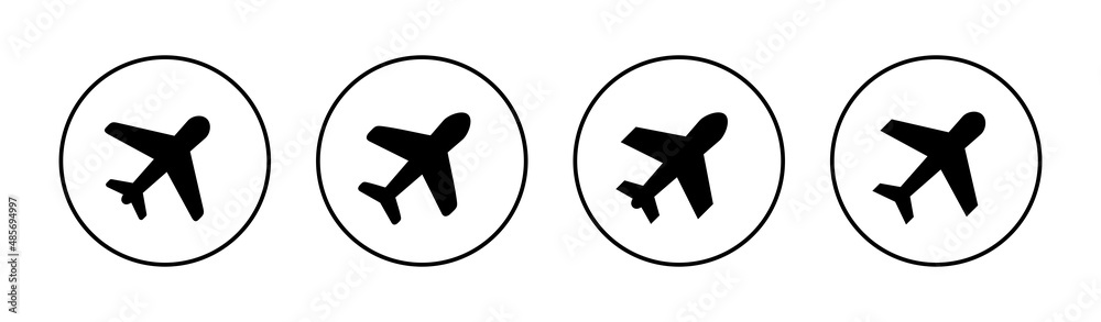 Plane icons set. Airplane sign and symbol. Flight transport symbol ...