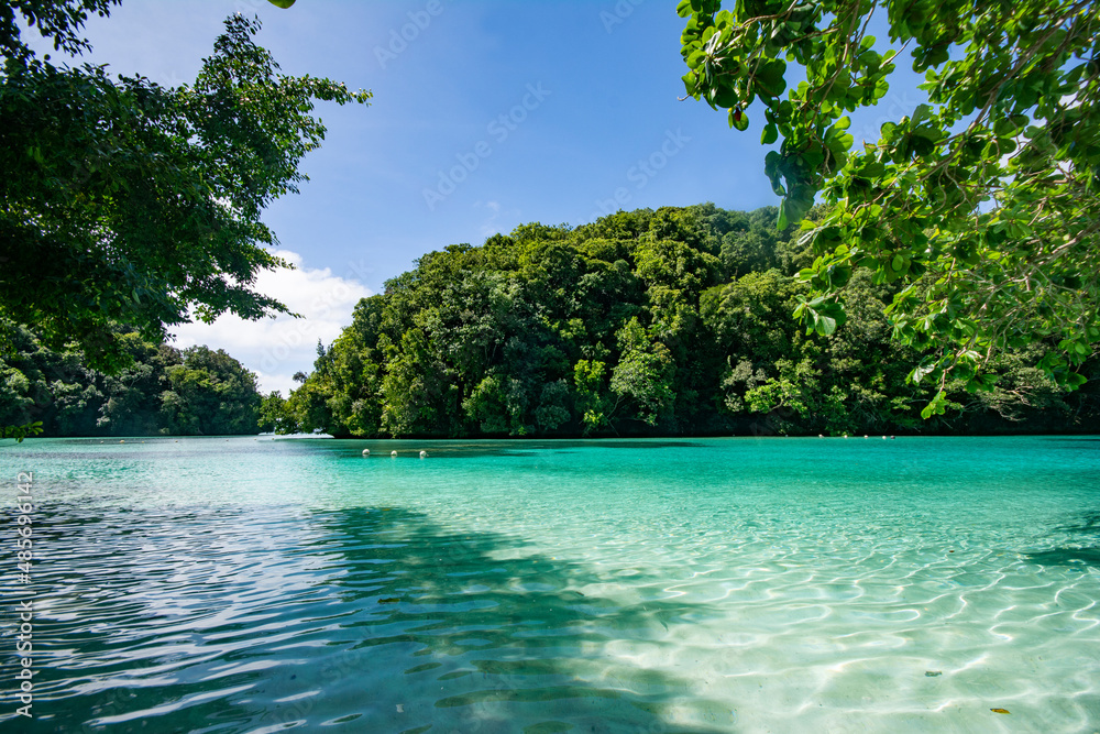 Beautiful sea scape of Rock islands, White beach and emerald green ...