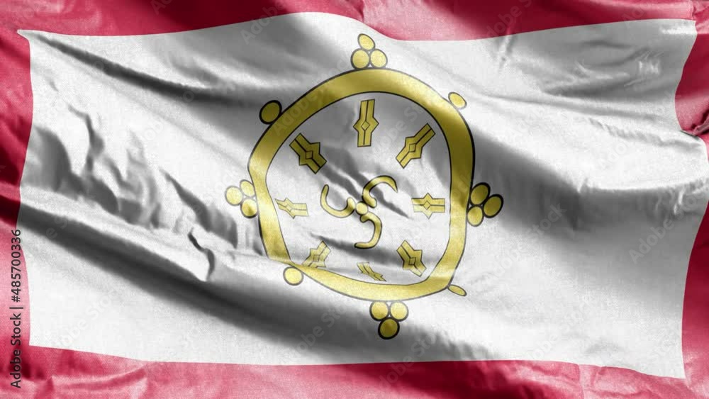 Sikkim textile flag waving on the wind loop. Sikkimese banner swaying ...