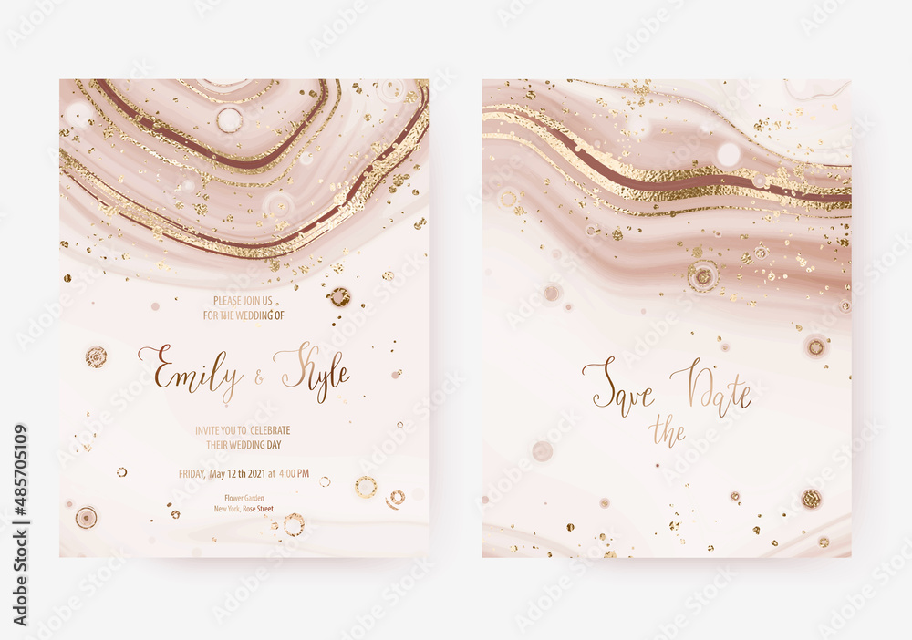Wedding invitation background design with agate mineral stone texture ...