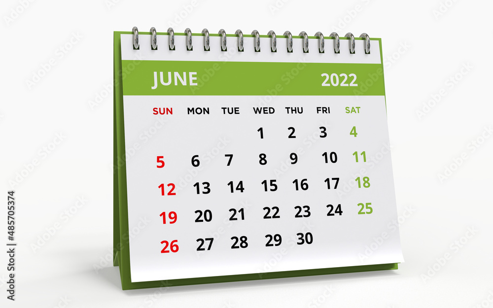 June 2022 Calendar Clip Art