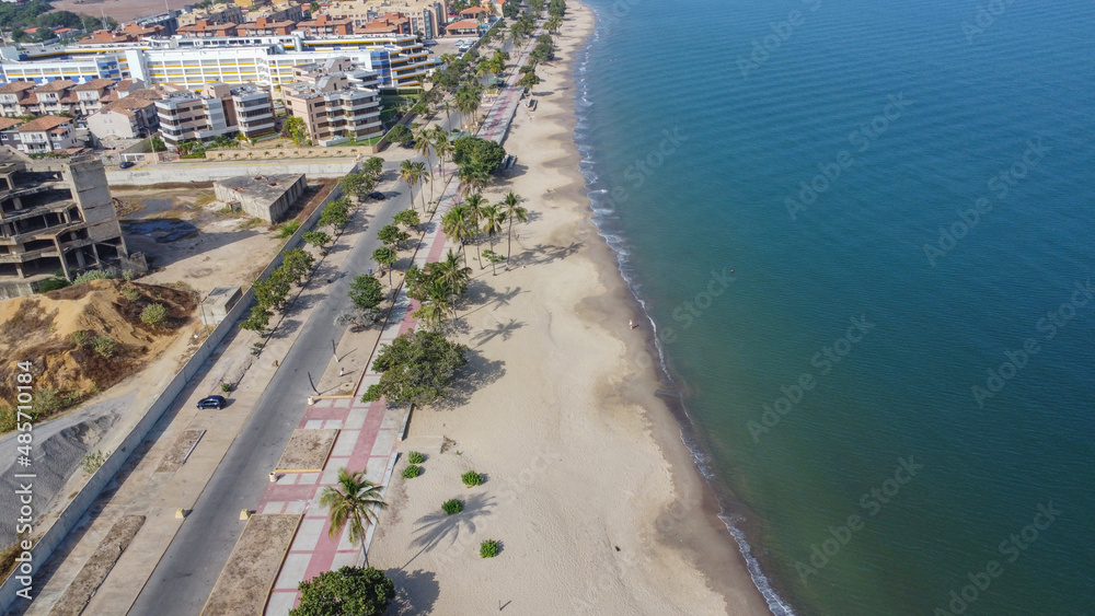 Aerial photos from a drone to a beach in Venezuela, where you can see ...