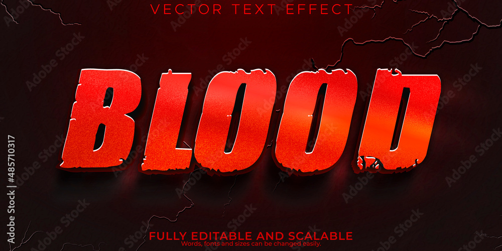 Blood text effect, editable metallic red text style Stock Vector ...