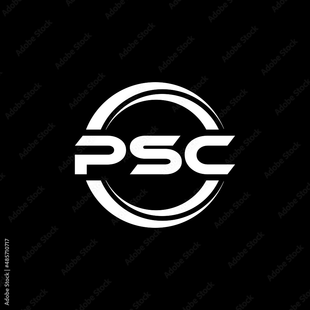 PSC letter logo design with black background in illustrator, vector ...