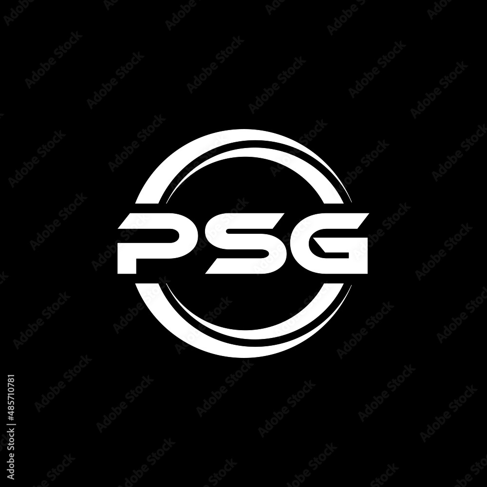 PSG letter logo design with black background in illustrator, vector ...