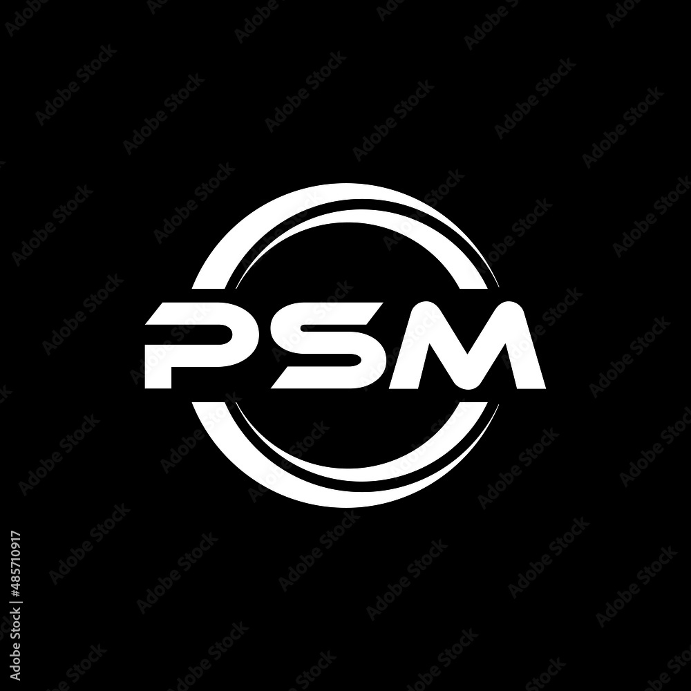 PSM letter logo design with black background in illustrator, vector ...