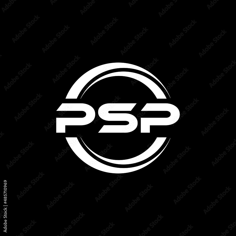 PSP letter logo design with black background in illustrator, vector ...