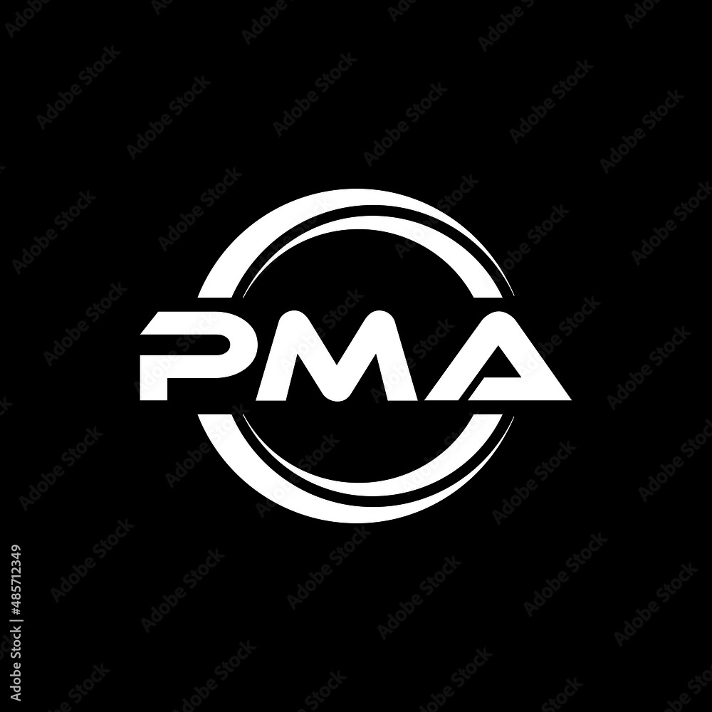 PMA letter logo design with black background in illustrator, vector ...