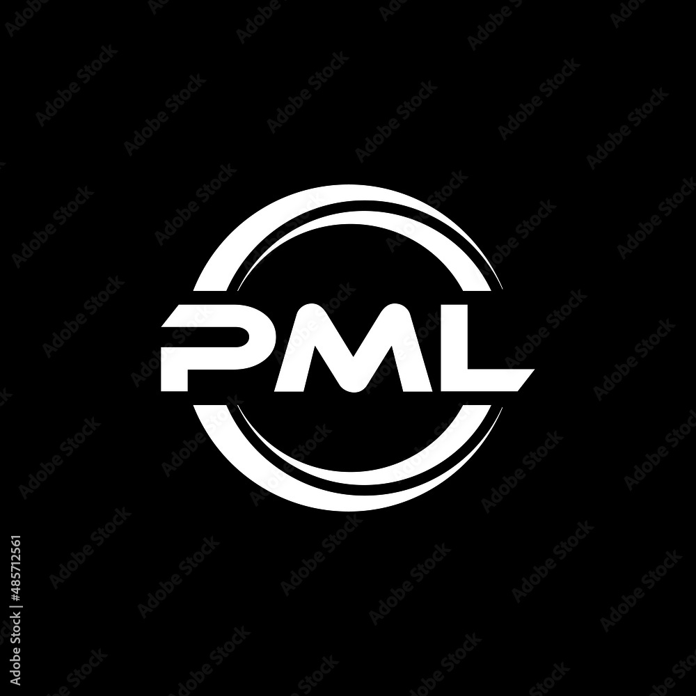 PML letter logo design with black background in illustrator, vector ...