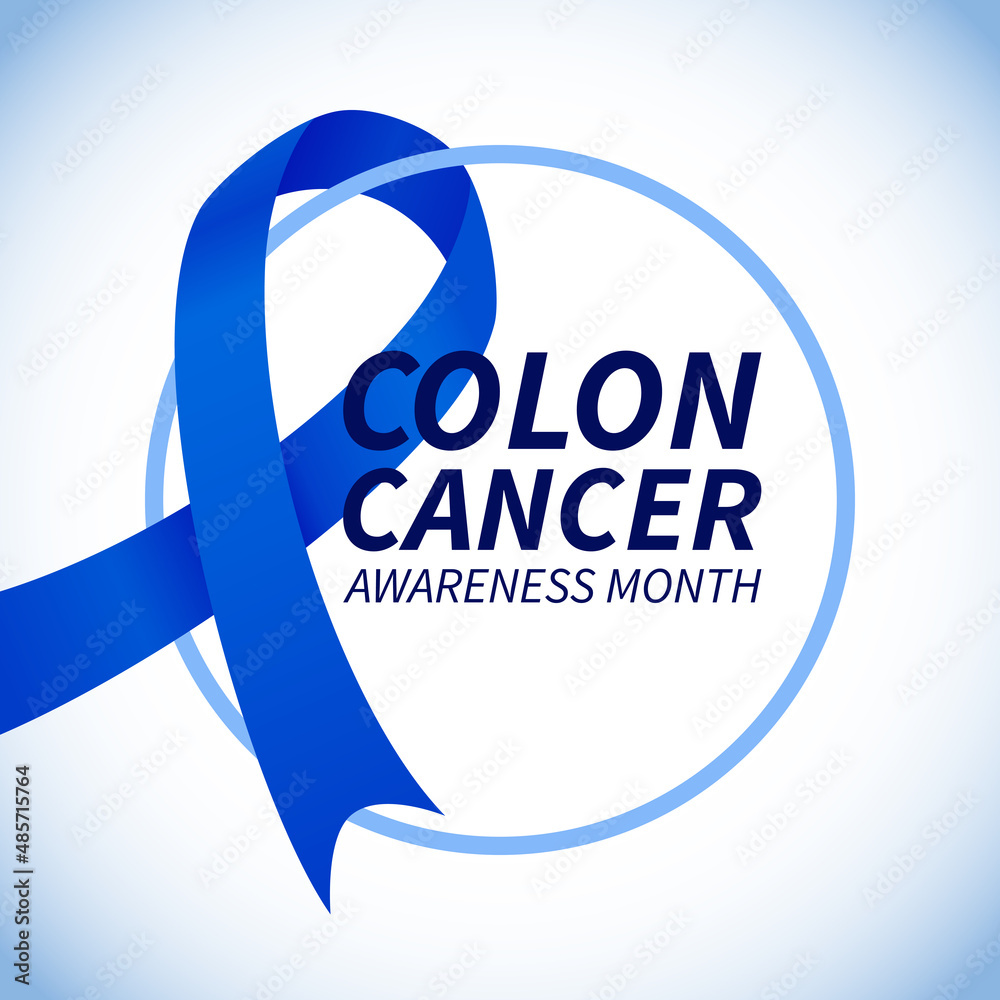 Colorectal Cancer Awareness Month banner. Dark blue ribbon, Colorectal ...
