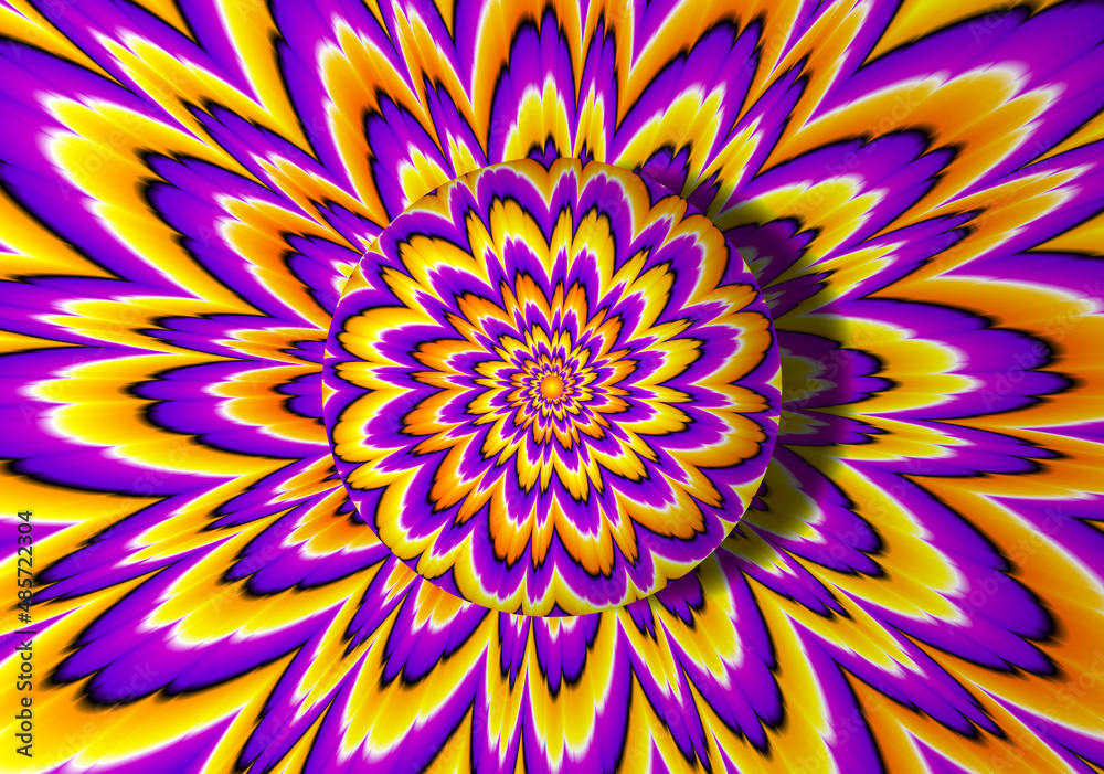 Yellow background with growing sphere. Illustration for children's room ...