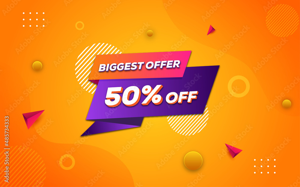 Biggest offer 50% off banner, Sale banner promotion template design ...